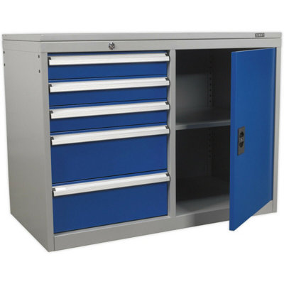 Industrial Tool Storage Cabinet - 5 Drawers & 1 Shelf Locker - Heavy ...