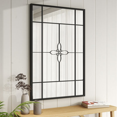 Industrial Wall Mounted Window Pane Wall Framed Mirror 80 x 120 cm at B&Q