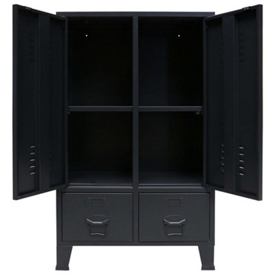 Industrial Wardrobe Metal Industrial Style 67x35x107 cm Black