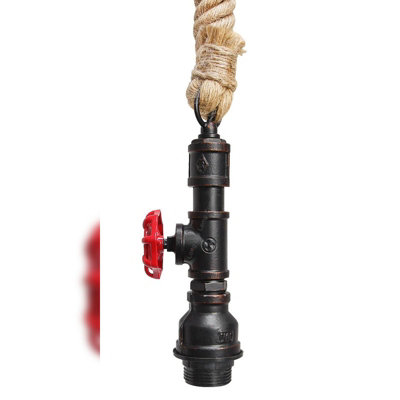 Industrial Water Pipe Vintage Ceiling Rope Pendant Light with Valve Tap ...