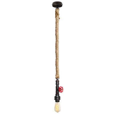 Industrial Water Pipe Vintage Ceiling Rope Pendant Light with Valve Tap ...