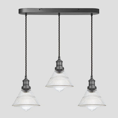 Industville Brooklyn Glass Funnel 3 Wire Oval Cluster Lights, 7 inch ...