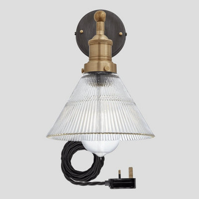 Industville Brooklyn Glass Funnel Wall Light 7 Inch with Brass Holder ...