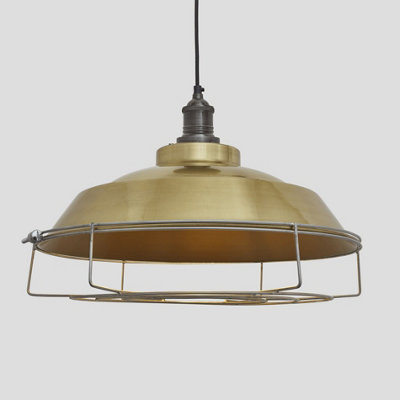 Industville Brooklyn Step Pendant, 16 Inch, Brass, Pewter Holder, Cage ...