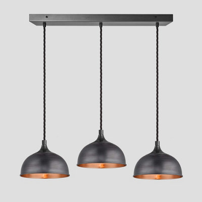 Industville Chelsea Dome 3 Wire Cluster Lights, 8 inch, Pewter & Copper ...