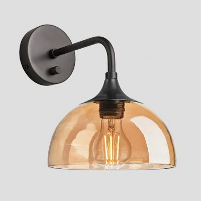Industville Chelsea Tinted Glass Dome Wall Light 8 Inch in Amber with ...
