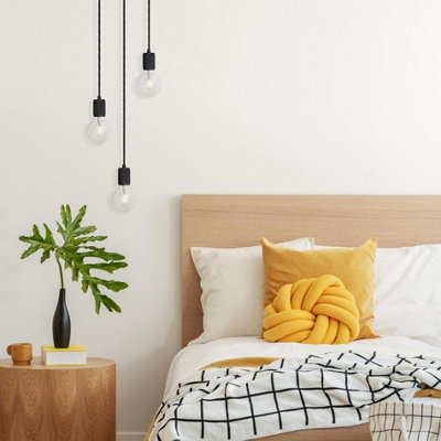 Industville Knurled Edison Pendant Light, 1 Wire, Black