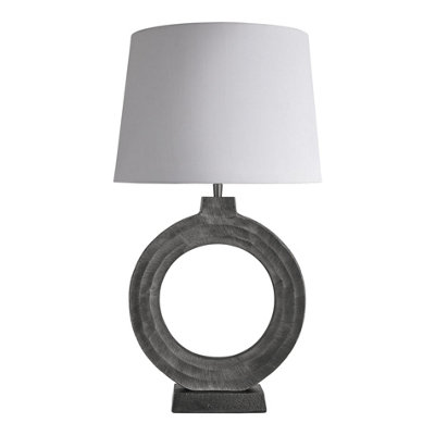 Industville Ornate Circle Table Lamp, Pewter, White Large Empire Lampshade | DIY at B&Q
