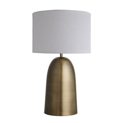 Industville Pillar Bell Table Lamp in Brass with White Small Empire ...
