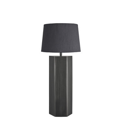 Industville Pillar Hex Table Lamp, Pewter, Grey Small Empire Lampshade ...