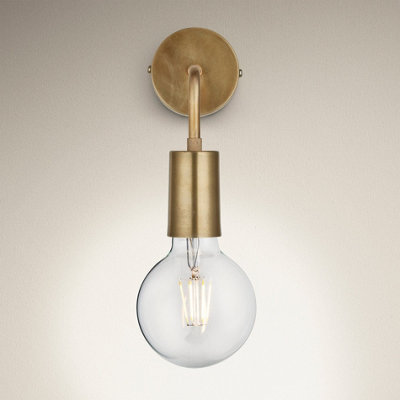 Industville Sleek Edison Wall Light, Brass | DIY at B&Q