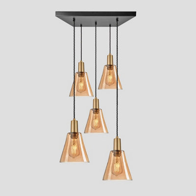 Industville Sleek Tinted Glass Flask 5 Wire Square Cluster Lights, 6 ...