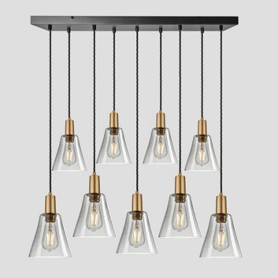 Industville Sleek Tinted Glass Flask 9 Wire Cluster Lights, 6 inch ...