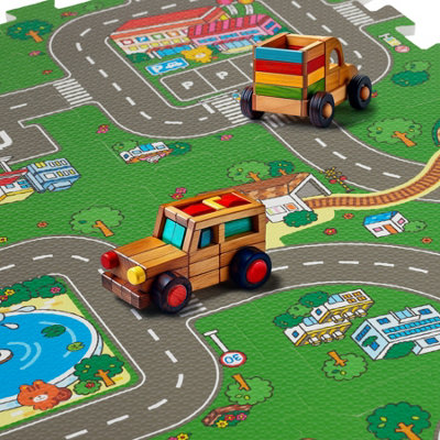 Infant Play Mat MyCity - puzzle design for children, city and roads, 9 ...