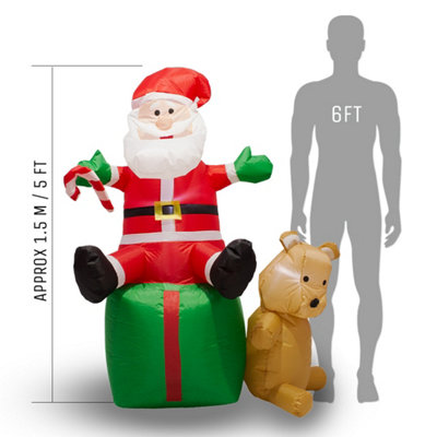 Inflatable Christmas Decoration - Sitting Santa with LED Lights - 1.5m ...
