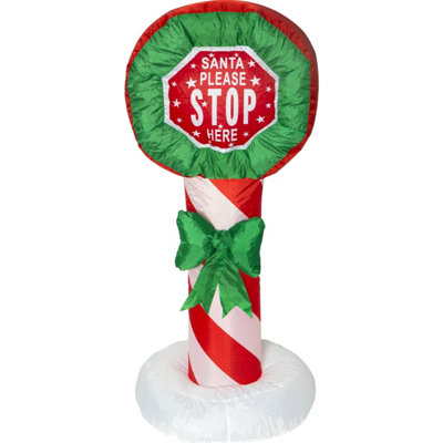 Inflatable Christmas Santa Stop Here Festive Christmas Sign 1.2m