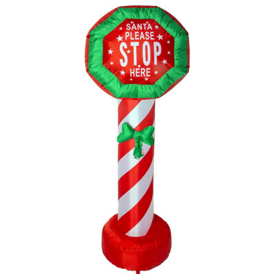 Inflatable Christmas Santa Stop Here Festive Christmas Sign 1.8m at B&Q