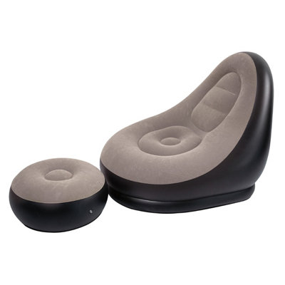 Inflatable Deluxe Lounge Lounger Chair With Foot Stool