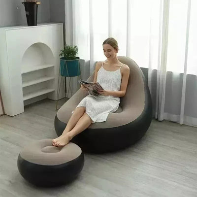 Inflatable Deluxe Lounge Lounger Chair With Foot Stool