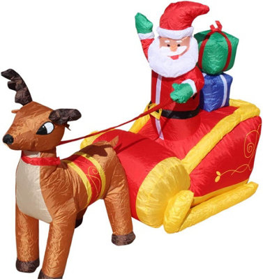 Inflatable Father Christmas and Reindeer With Low Voltage LED Lights ...