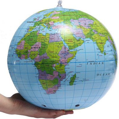 INFLATABLE GLOBE 30CM WORLD MAP EARTH BEACH BALL GEOGRAPHY BLOW UP TOY