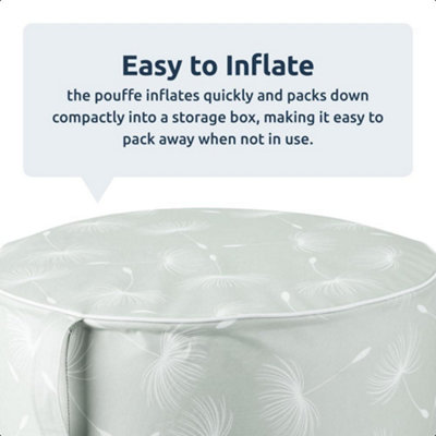 Inflatable Outdoor Garden Pouffe Light Green Dandelions