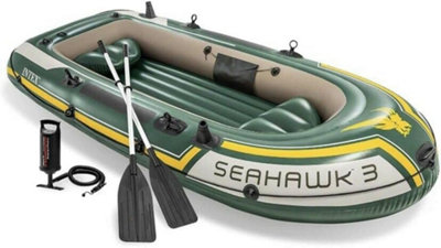 Inflatable Outdoor Water Boat Set with Oars and Hand Pump Intex Seahawk ...
