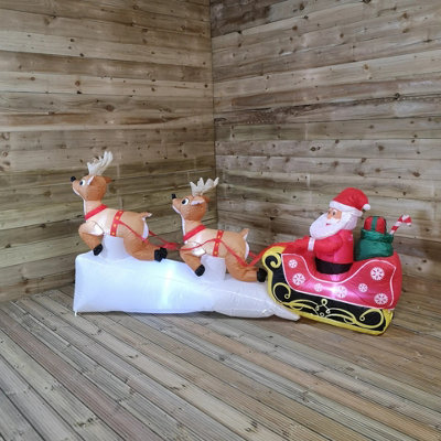 Outdoor Christmas Inflatable Santa Sleigh Santa, Sleigh, And A Duo Of