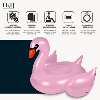 Inflatable Swan Giant Pool Float for Kids Pink Luxury Pool Inflatable ...