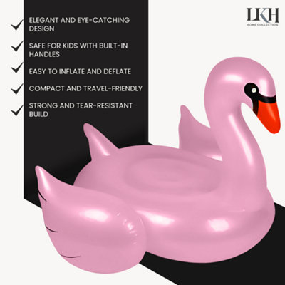 Inflatable Swan Giant Pool Float for Kids Pink Luxury Pool Inflatable ...