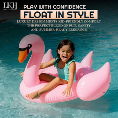 Inflatable Swan Giant Pool Float for Kids Pink Luxury Pool Inflatable ...