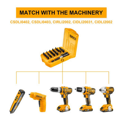 Ingco 30 piece 25mm S2 impact screwdriver bit set