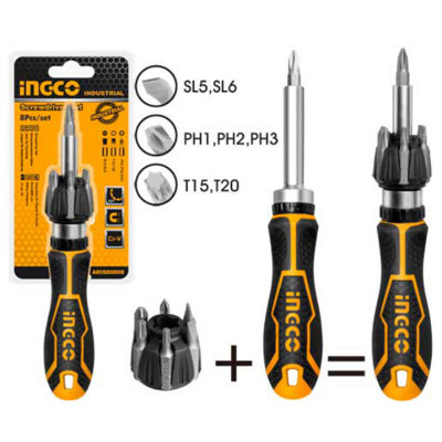 Ingco 8 piece ratchet screwdriver set