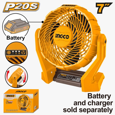 INGCO Ankle Fan Cordless 20V 7" Adjustable Battery Powered (Body Only)
