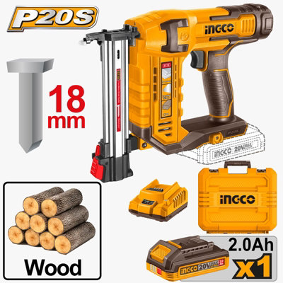 INGCO Brick Concrete Nailer 20V Cordless with 2.0Ah Battery & Charger ...