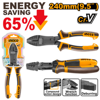 INGCO Combination Pliers 240 mm Heavy-Duty Multi-Function Spanner ...