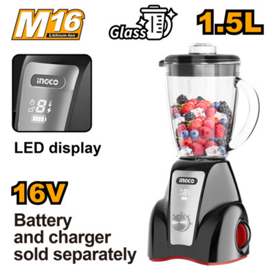 INGCO Cordless Stand Blender 1.5L Glass Jug, 300W, 2 Speed and Pulse ...