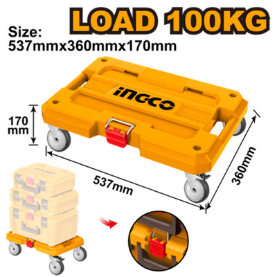 INGCO Mobile Tool Trolley Base 100kg Load Capacity 537x360 mm Platform ...
