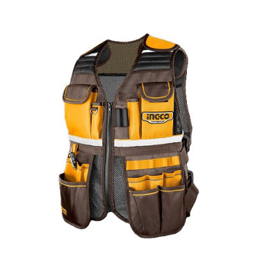 INGCO Tools Vest Adjustable Air-Mesh Multiple Pockets