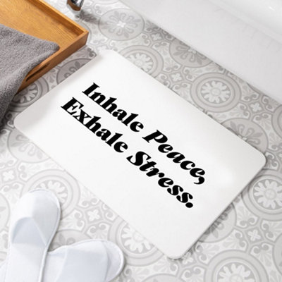 Inhale Peace Exhale Stress Stone Non Slip Bath Mat | DIY at B&Q