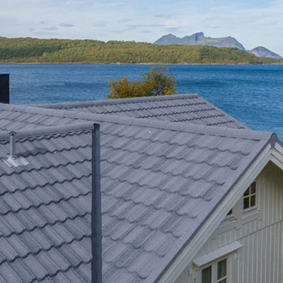 Ink Grey Galvanised Zinc Tiles on Roof Ridge, Stone Coated Asphalt Roof ...
