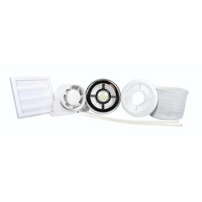 Inline Axial LED Shower Extractor Fan Kit with Adjustable Timer, Cool ...