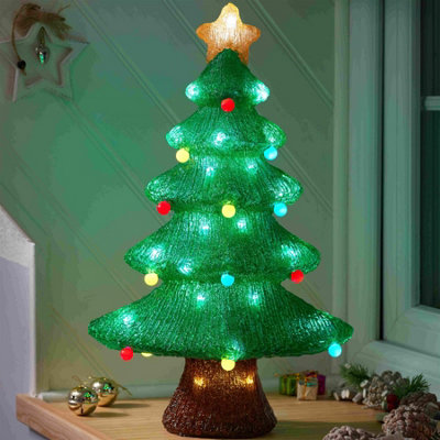 InLit Ice Bauble Tree - 60 LED Battery Indoor Outdoor Twinkling ...