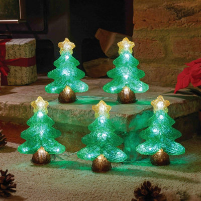 InLit Ice Trees Set of 5 - 50 LED Battery Indoor Outdoor Twinkling ...