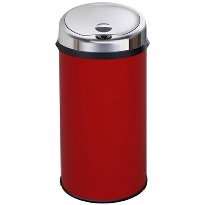 Inmotion 42L Red Stainless Steel Auto Sensor Kitchen Waste Dust Bin