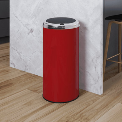 Inmotion 42L Red Stainless Steel Kitchen Waste Dust Bin