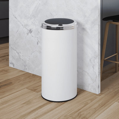 Inmotion 42L White Stainless Steel Kitchen Waste Dust Bin