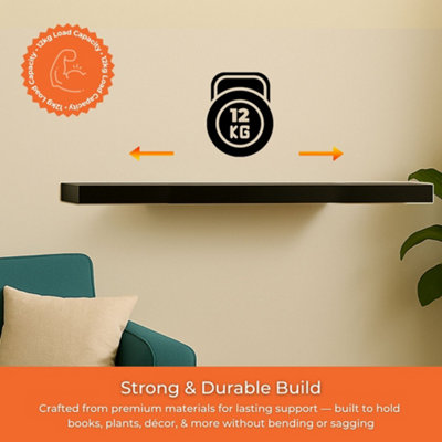 Innoteck 110CM High Gloss Black Floating Wall Shelf