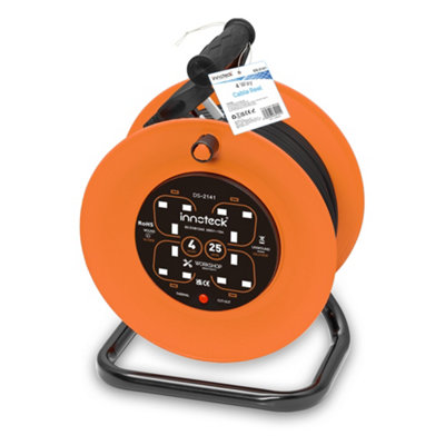 Buy Innoteck 4 Socket 25M Cable Reel 13A with Thermal Cut Out | DIY at B&Q