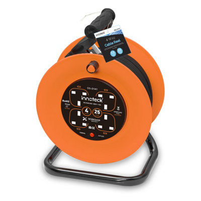Innoteck 4 Socket 25M Cable Reel 13A with Thermal Cut Out